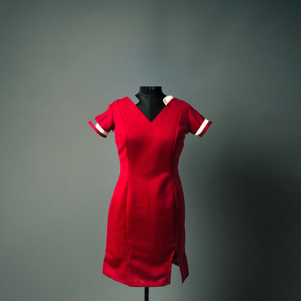 Red solid bodycon front slit dress – Lataree